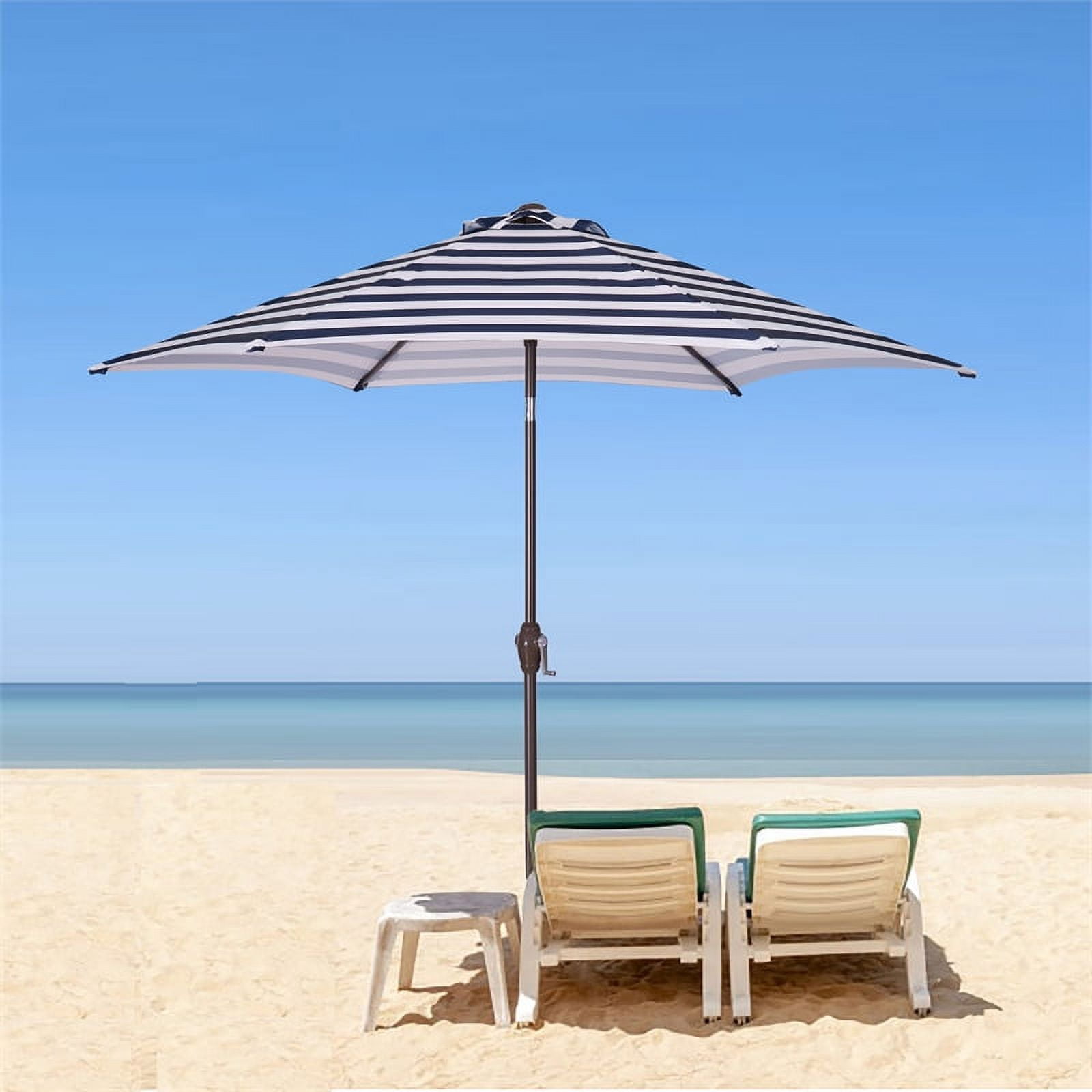 CRO Decor Outdoor Patio 8.6-Feet Market Table Umbrella (Blue/White ...