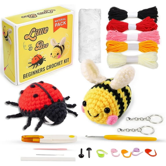 CROCHET Kit for Beginners With Bee and Ladybug, Includes Instructions ...