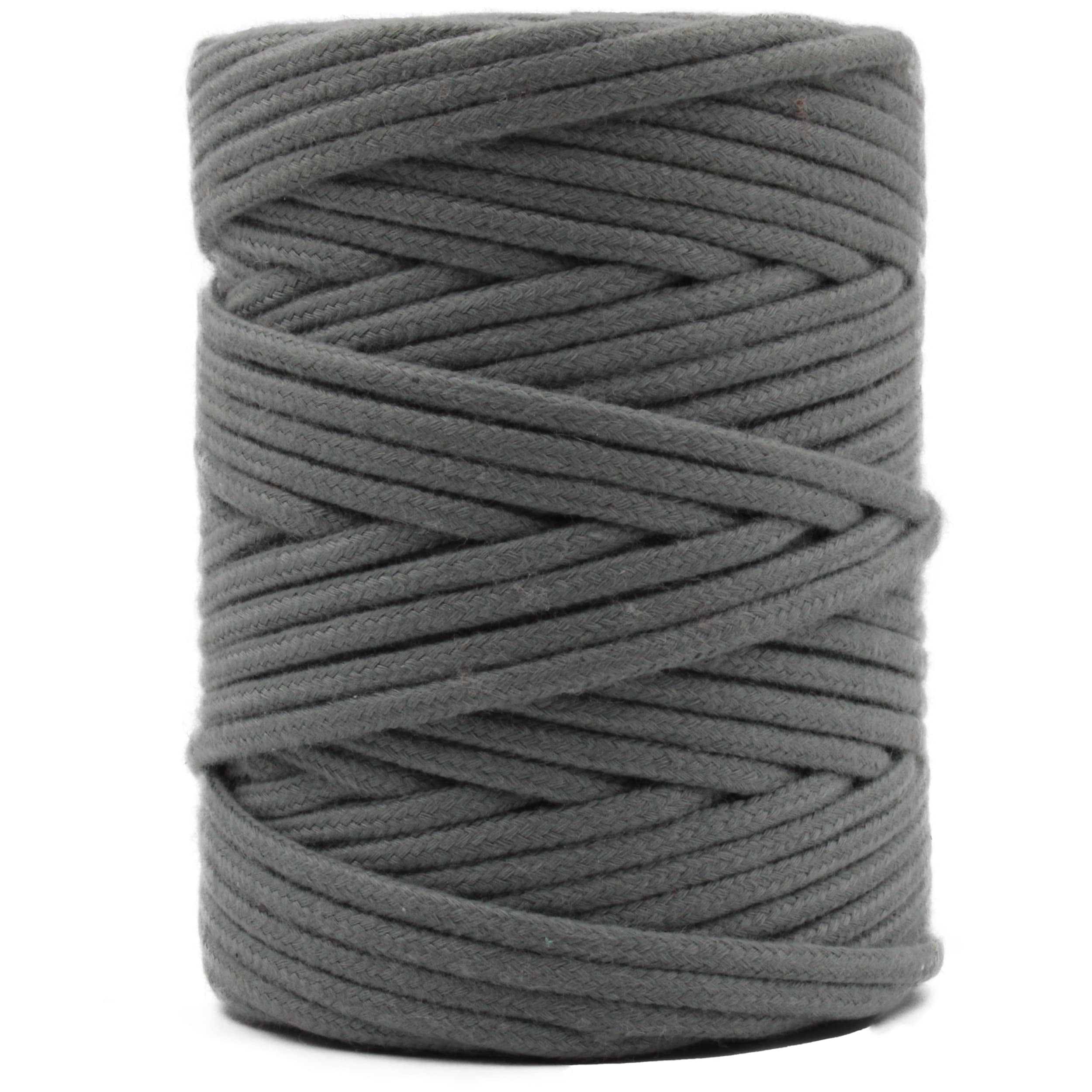 CROCHETA Dark Grey Macrame Braided Cord 4mm x 54yards, Colored Macrame ...