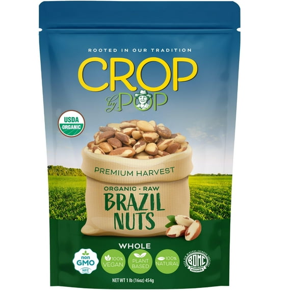 CROP BY POP - GGA1 Organic Raw Brazil Nuts (16 Oz - 1 LB) Packed Fresh ...