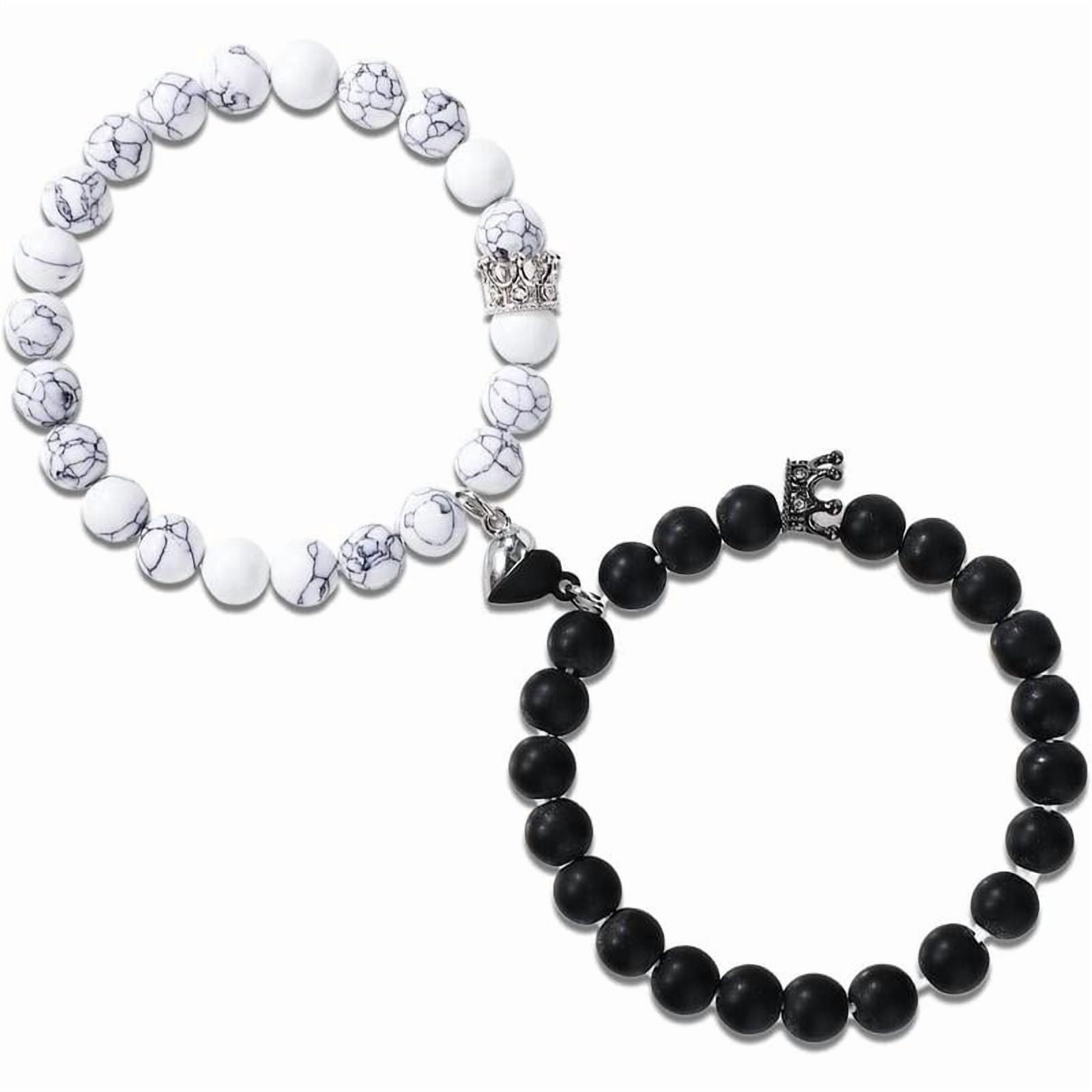 CROPD 2 Pcs Elegant Couples Magnetic Stone Bracelets, Anniversary ...