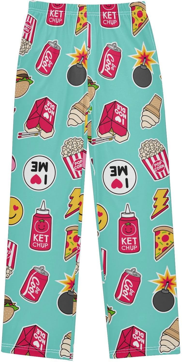 CROPD Fast Food Pajamas Pants Soft Long Pajama Bottoms Lounge Sleep ...