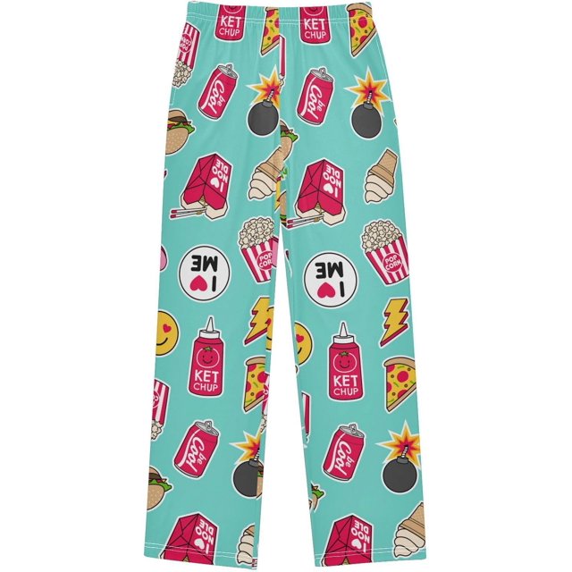 CROPD Fast Food Pajamas Pants Soft Long Pajama Bottoms Lounge Sleep ...