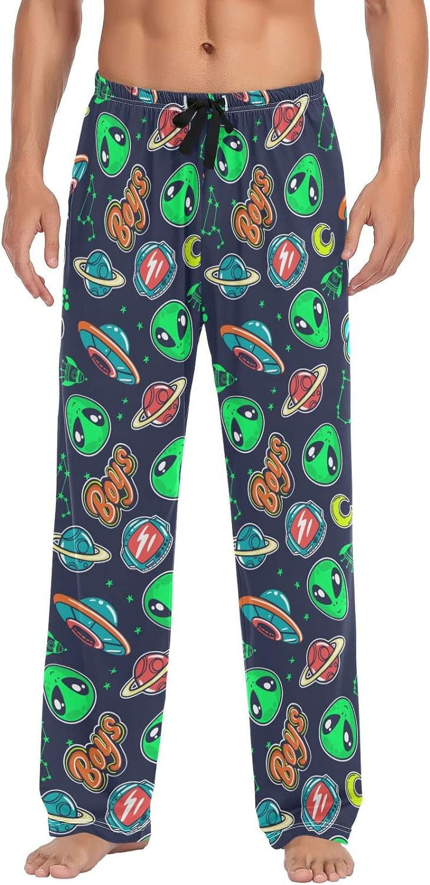 CROPD Men's Space Alien Pajama Pants Sleepwear Lounge Pajama Bottoms ...