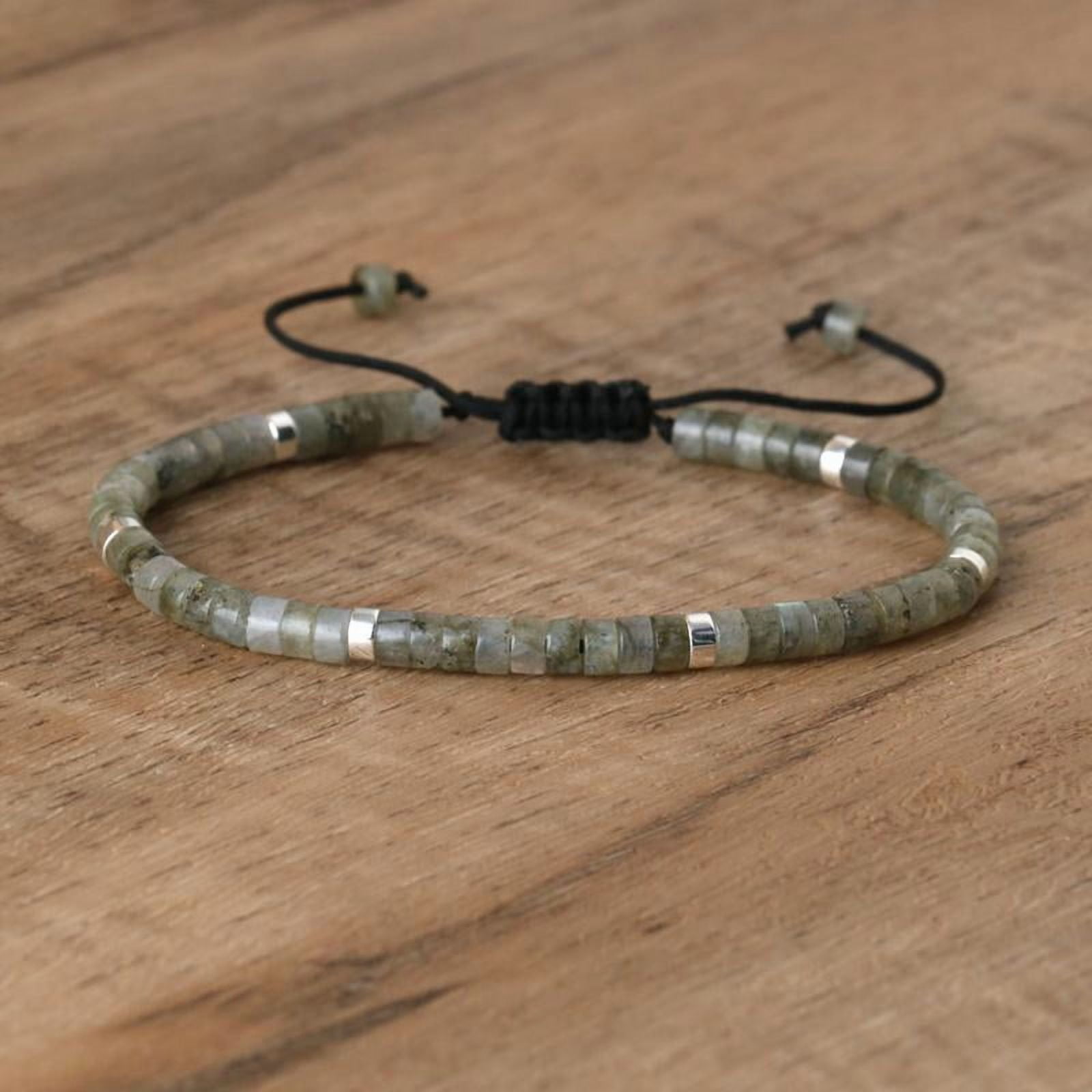 CROPD Natural Stone Beaded Bracelet – Adjustable Handmade Boho Bracelet ...