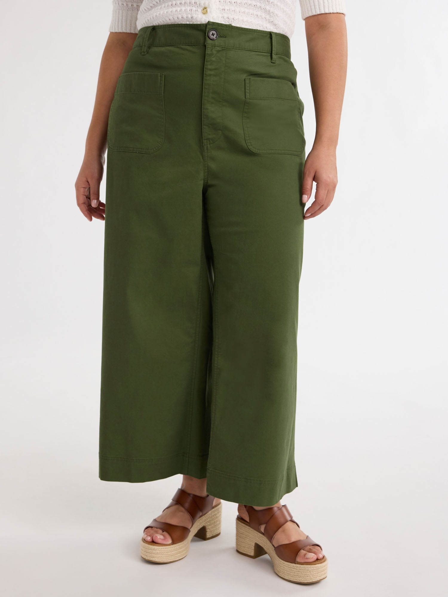 Free Assembly Women's and Women's Plus High Rise Cropped Wide Leg Pants ...