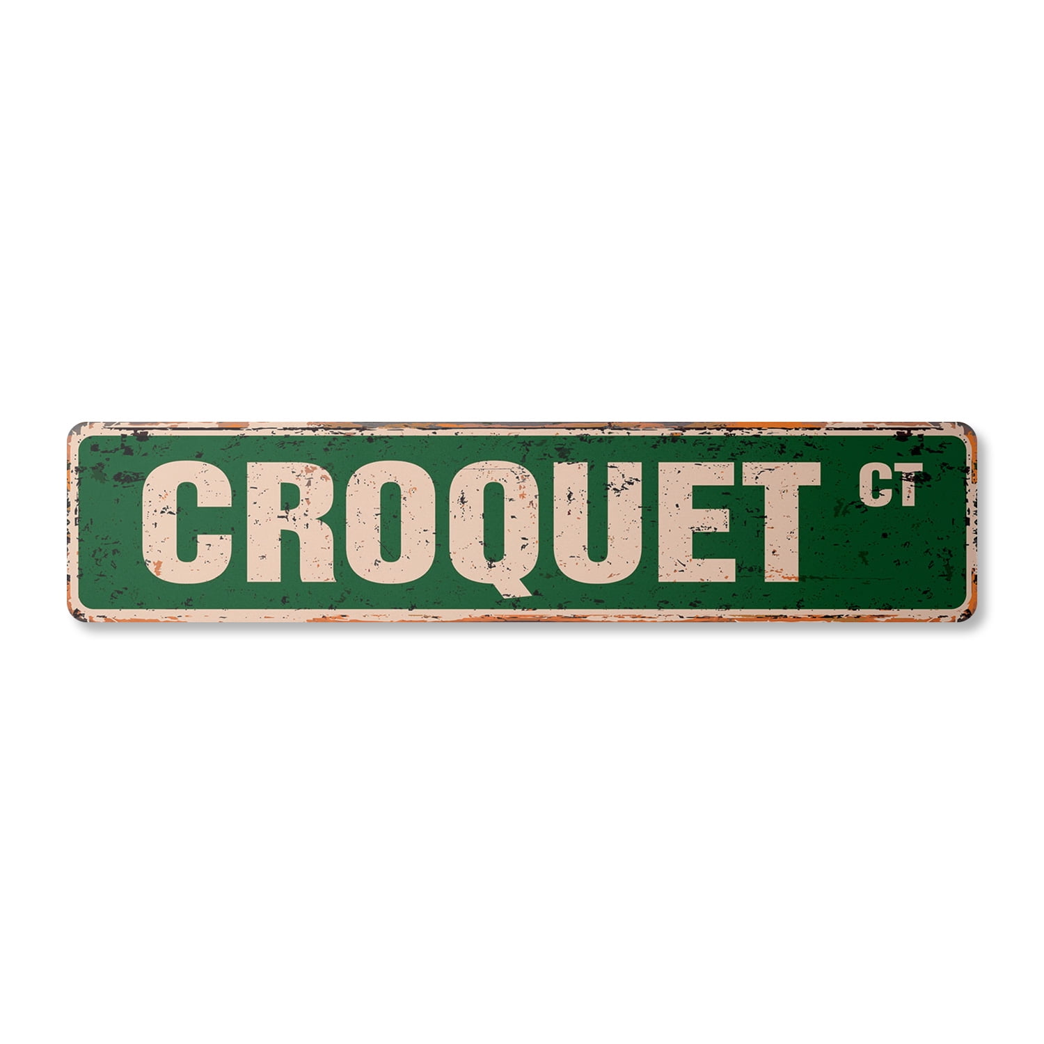CROQUET Vintage Aluminum Street Sign set mallet balls player Metal Sign ...
