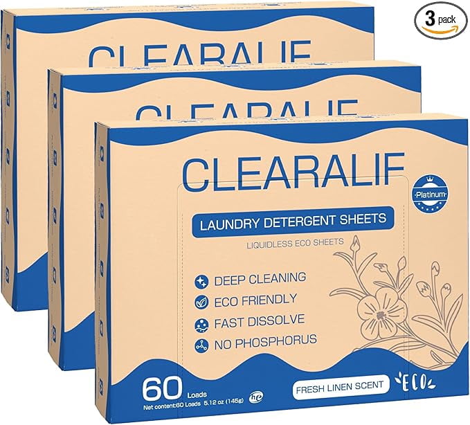 CROS 180 Loads Laundry Detergent Sheets Linen Scent, for Travel, Home ...