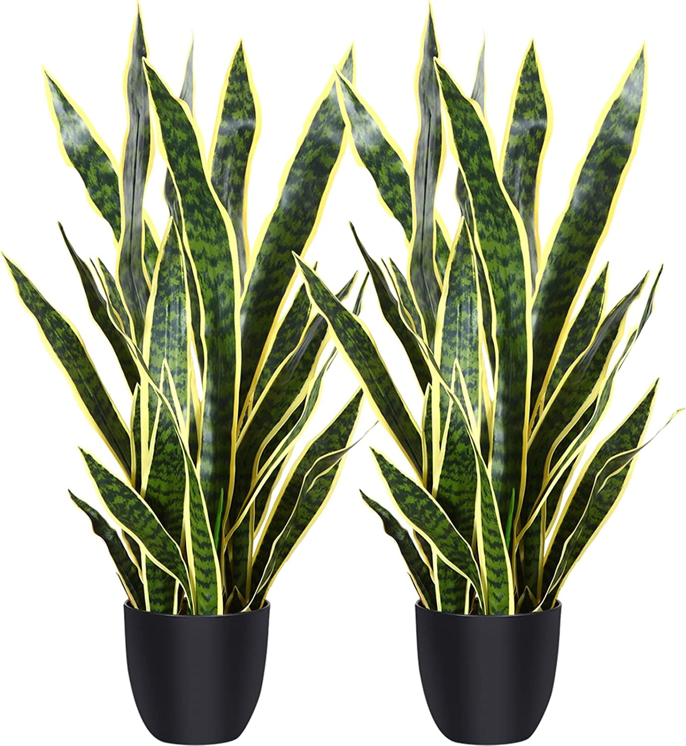 CROSOFMI Artificial Snake Plant 35 Inch Fake Sansevieria Tree with 32 ...