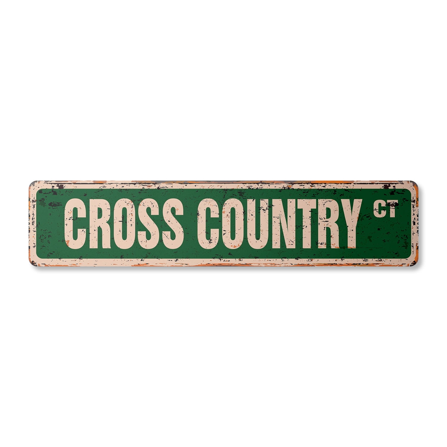 CROSS COUNTRY Vintage Plastic Street Sign race racer competition spikes ...