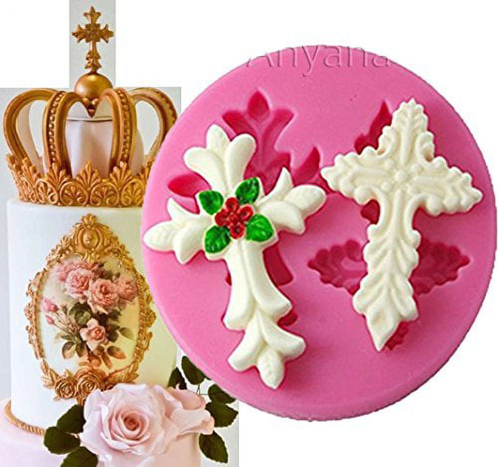 CROSS fondant mold HOLY first COMMUNION BAPTISM christian mould cake gum paste mold for Sugar ...
