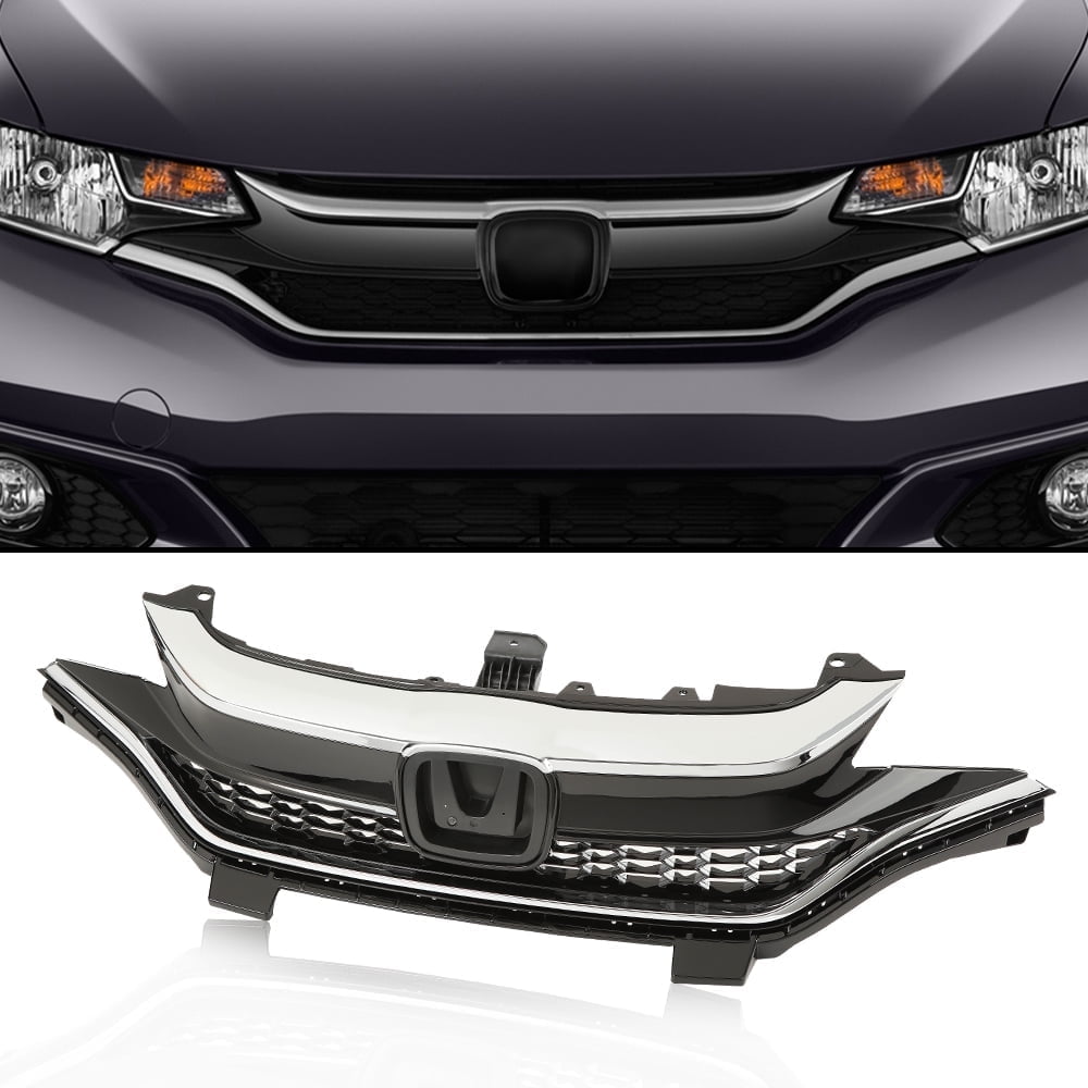 CROSSDESIGN Bumper Upper Honeycomb Grille Grill Fit for Honda Fit Hatchback 4-Door 2018-2020 ...