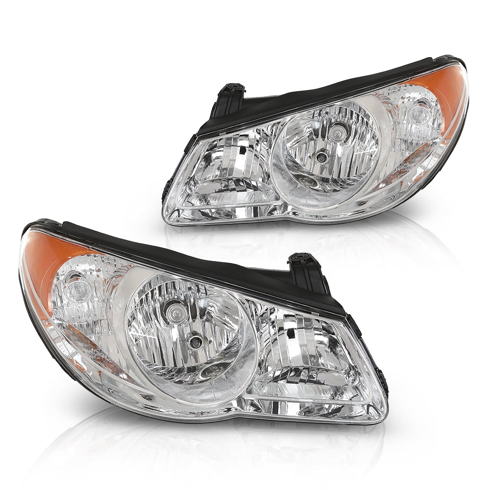 CROSSDESIGN Chrome Headlights Assembly Clear Lens Fit for Hyundai ...