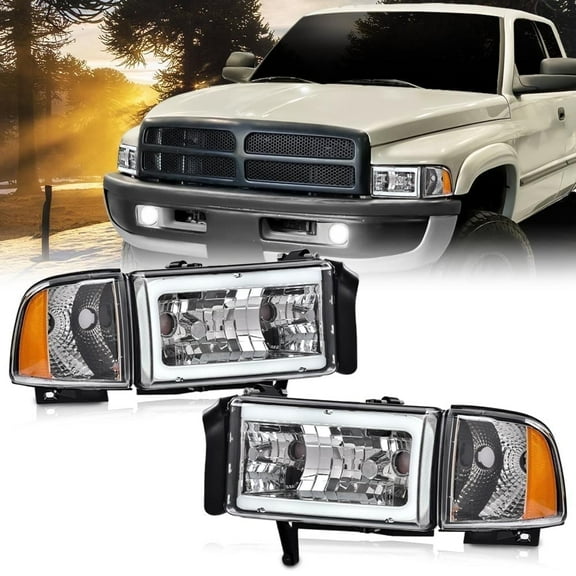 CROSSDESIGN Headlights Smoky lens Chrome Housing Amber Reflector Fit ...