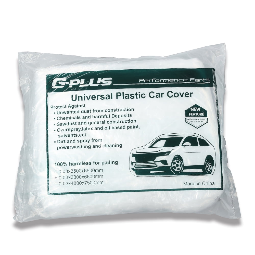 CROSSDESIGN Clear Plastic Temporary Universal Disposable Car Cover Rain ...