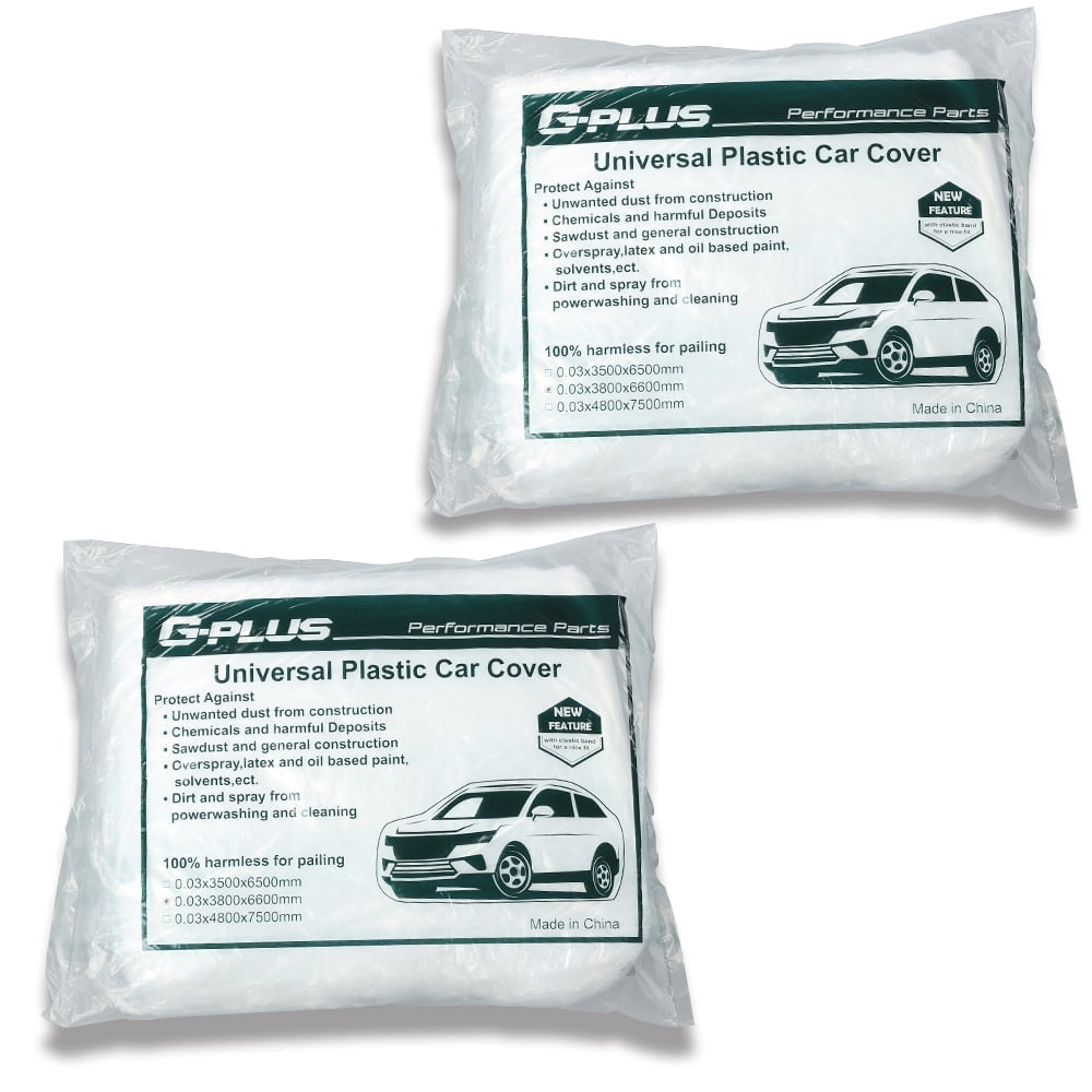 CROSSDESIGN Clear Plastic Temporary Universal Disposable Car Cover Rain ...