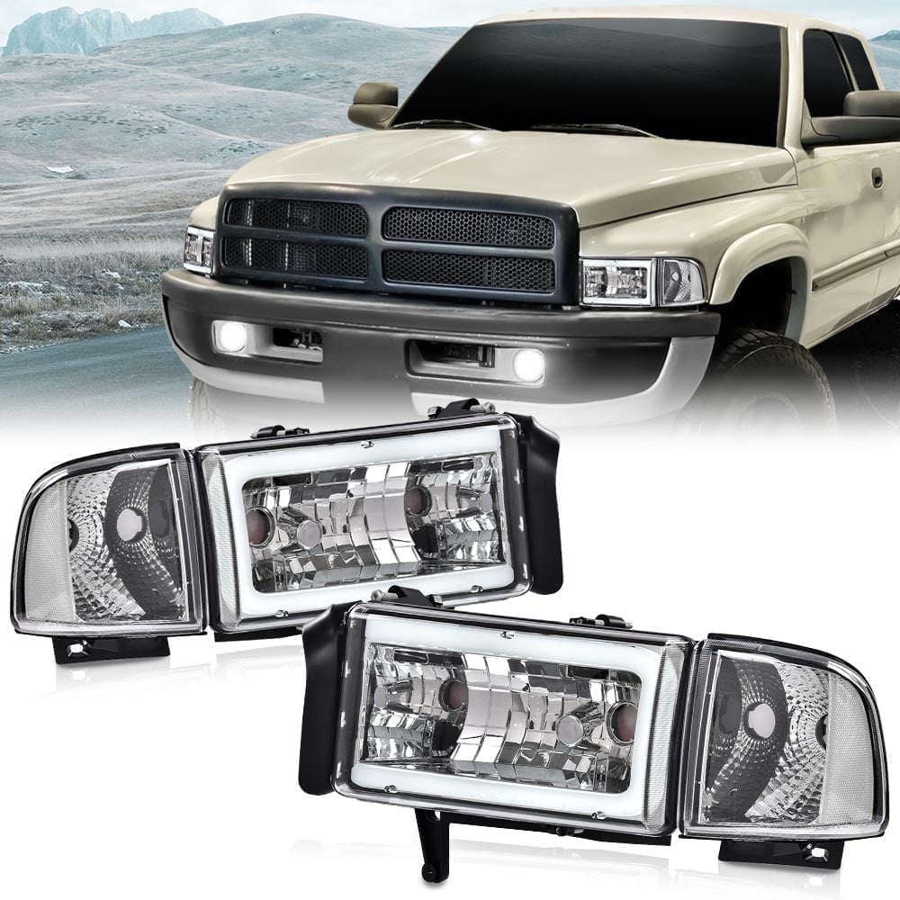 CROSSDESIGN Corner Headlights Fit for 1994-2002 Dodge Ram 1500 2500 ...