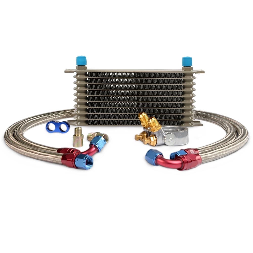 CROSSDESIGN 10 Row AN10 Universal Aluminum Engine Oil Cooler ...