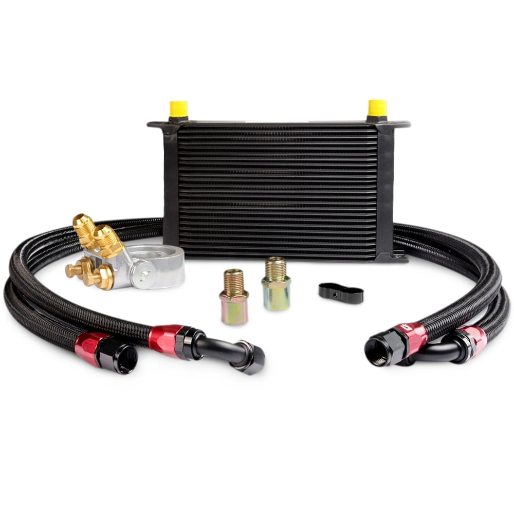 CROSSDESIGN Engine Transmission Racing Oil Cooler Kit + 2 Oil Line Fit ...