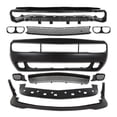 Front Bumper Cover Kit & Grille & Lip & Fog Light Covers Hellcat Style ...
