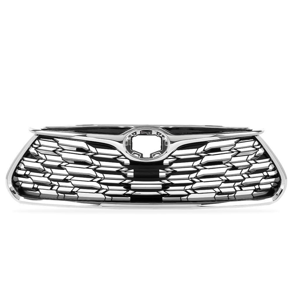 CROSSDESIGN Front Bumper Upper Grille Chrome Trim Grill Fit for Toyota Highlander 2020-2022 ...