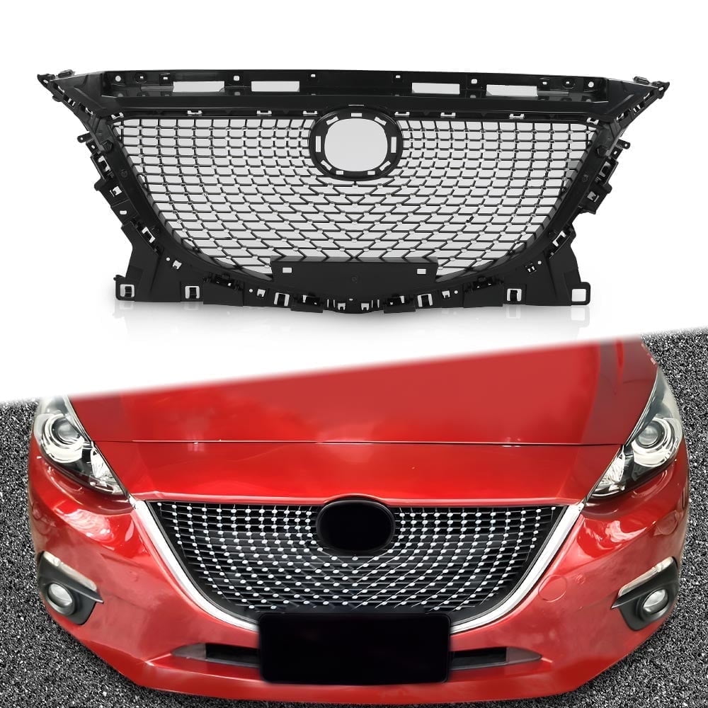 CROSSDESIGN Front Bumper Upper Grille Grill Fit for Mazda 3 2014-2016 ...