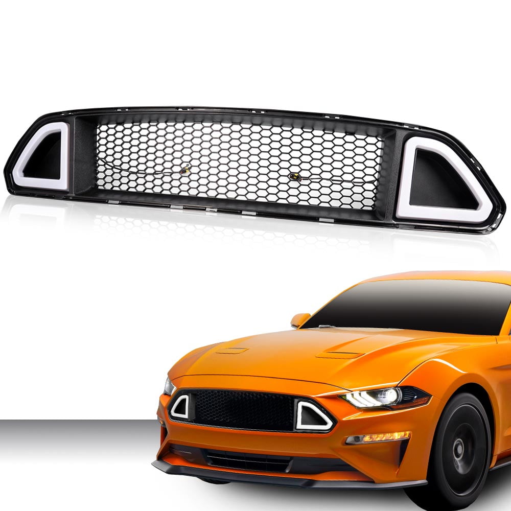 CROSSDESIGN Black Front Bumper Upper Hood Grille Grill Fit for 2015-2017 Ford Mustang - Walmart.com