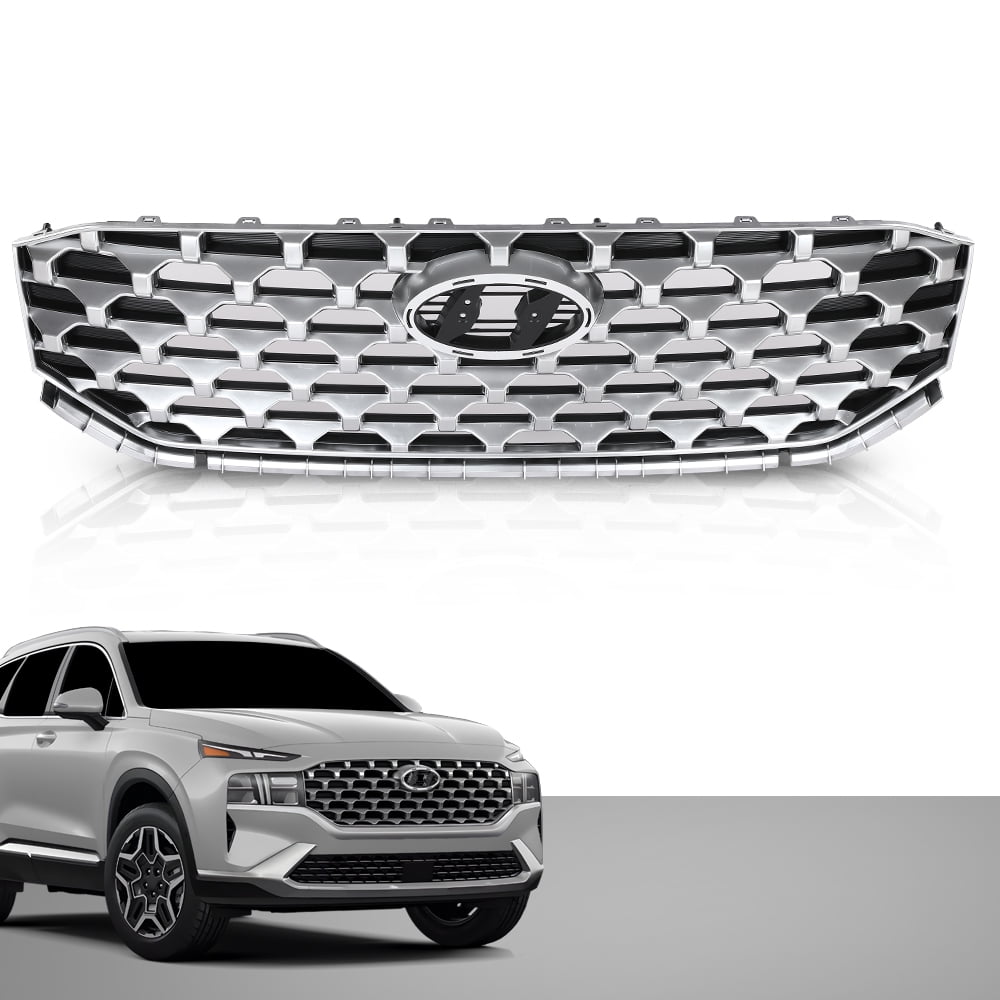 CROSSDESIGN Front Upper Grille Grill Assembly Chrome Fit for 2021-2022 ...