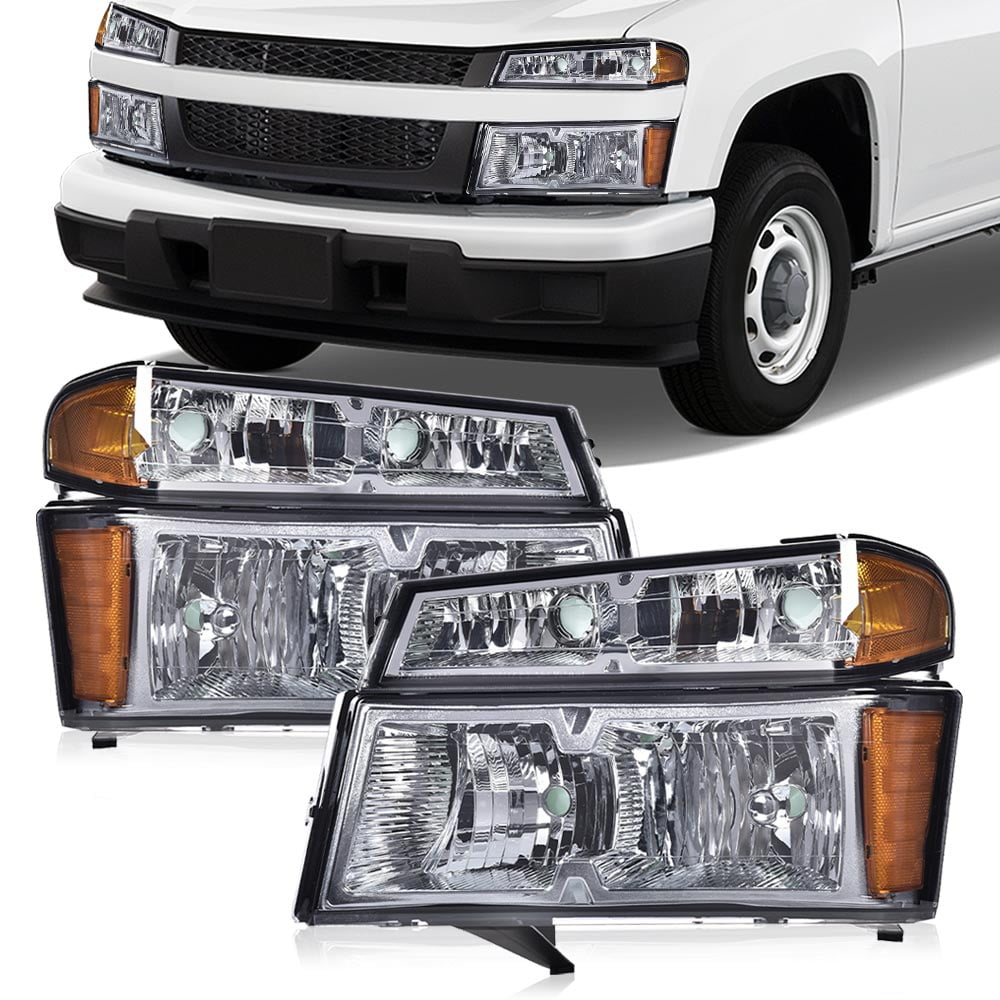 CROSSDESIGN Headlights Assembly Headlamps Fit for Chevy Colorado/GMC Canyon Headlamps 2004-2012 ...