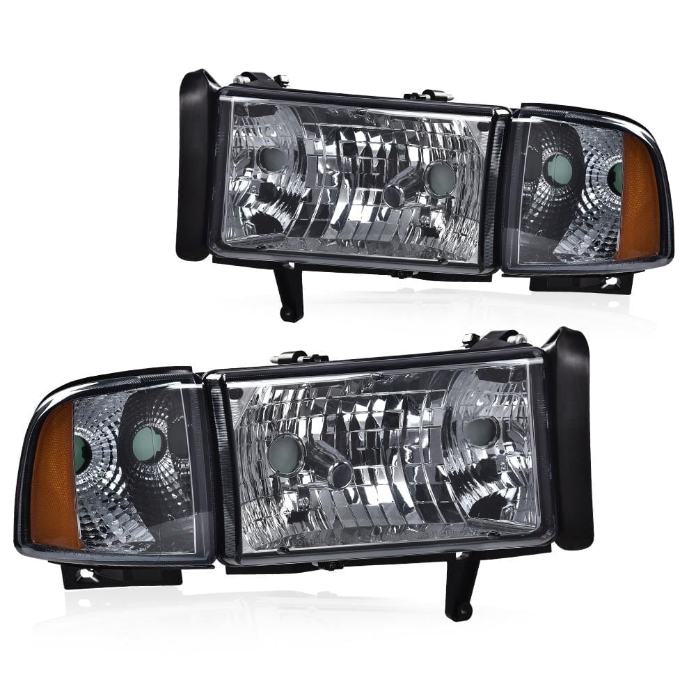 CROSSDESIGN Headlights Smoky lens Chrome Housing Amber Reflector Fit ...