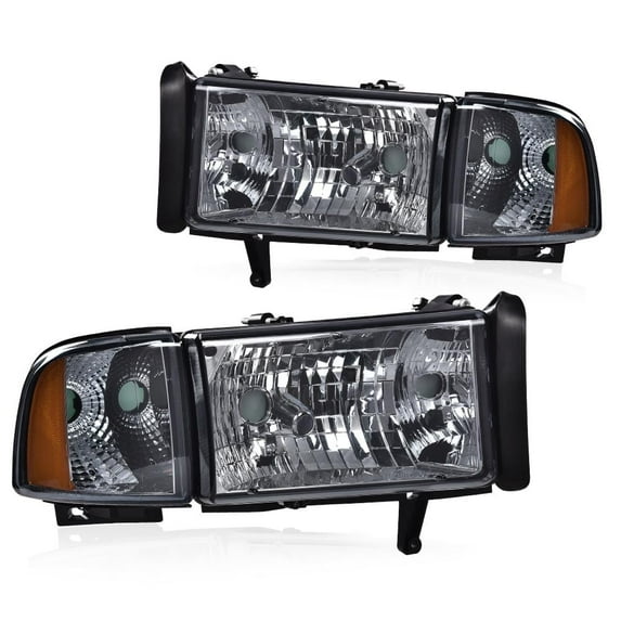 CROSSDESIGN Headlights Smoky lens Chrome Housing Amber Reflector Fit ...