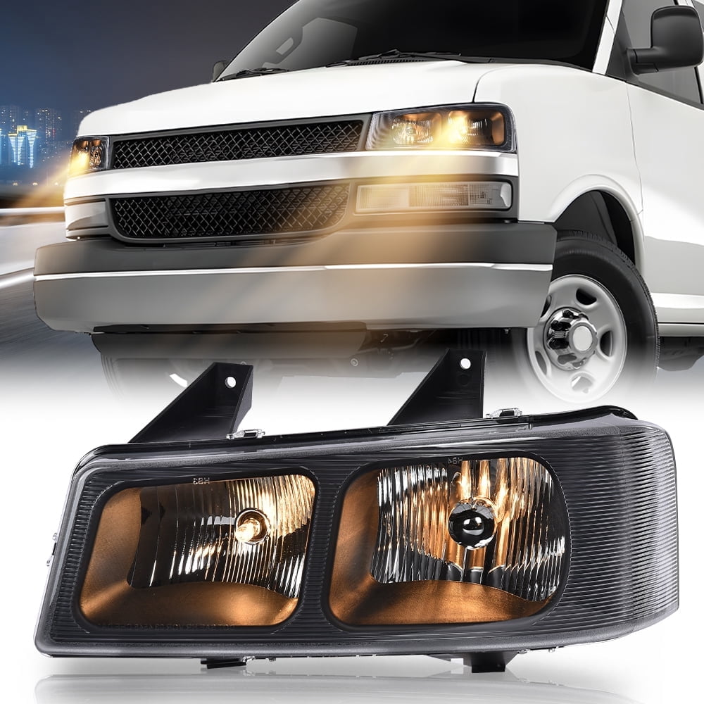 CROSSDESIGN Headlights Fit for Chevy Express 2003-2019/GMC Savana Van ...