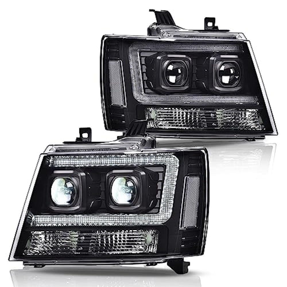 CROSSDESIGN Headlights Fit for Chevy Tahoe/Suburban 2007-2014 HeadLamps ...