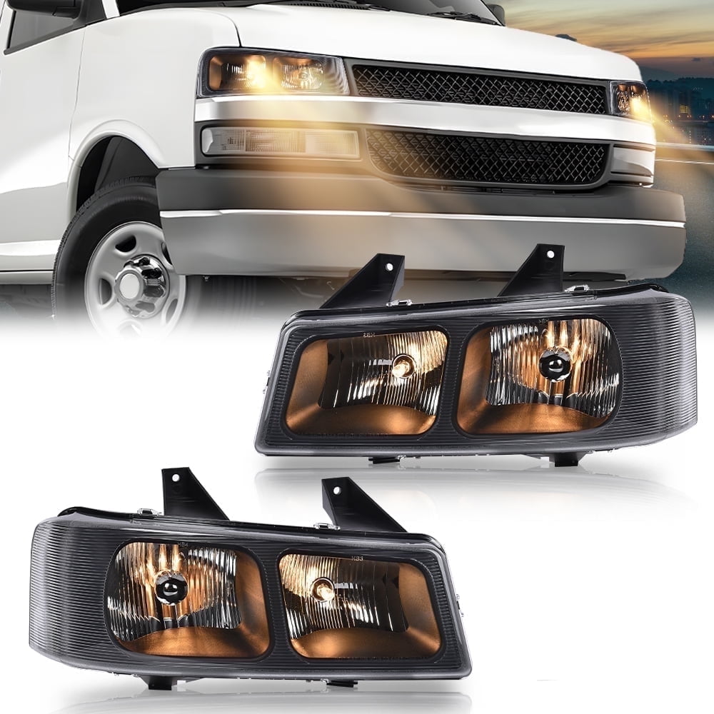 CROSSDESIGN Headlights Fit for Chevy Express 2003-2019/GMC Savana Van ...