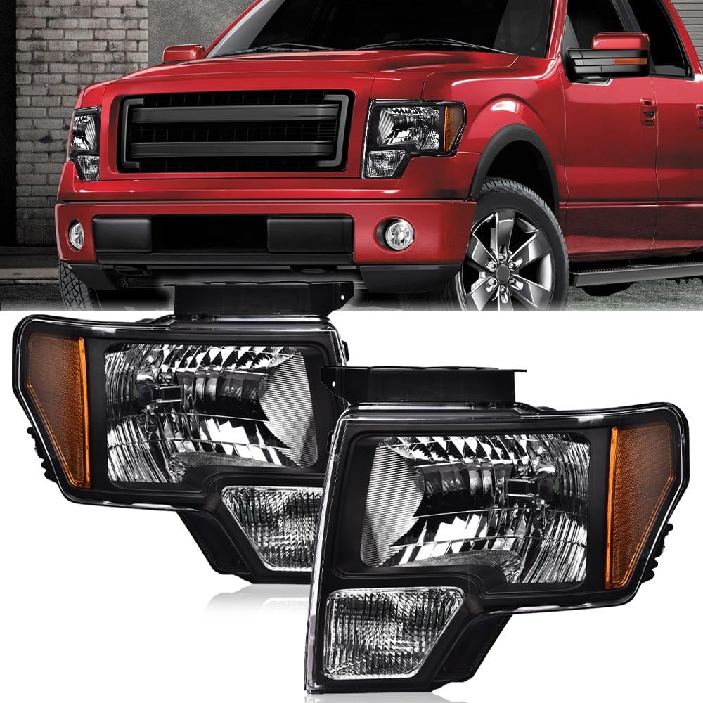 CROSSDESIGN Headlights Headlamps Fit for Ford F150 2009-2014 - Walmart.com