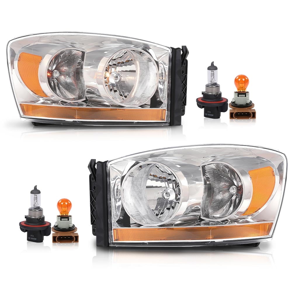 CROSSDESIGN Headlights Headlamps w/Bulbs Light Bar Pair Set Fit for ...