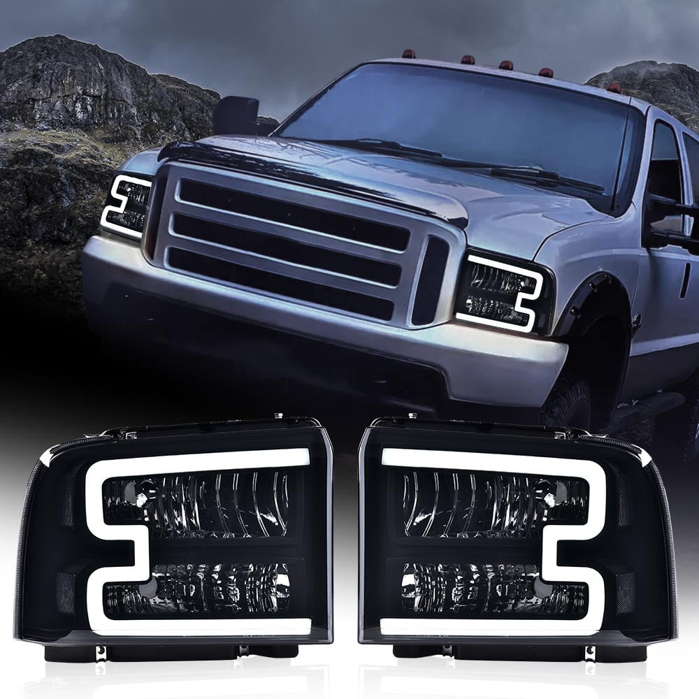 CROSSDESIGN Headlights w/Wiring Headlamps Fit for Ford F250 F350 F450 ...