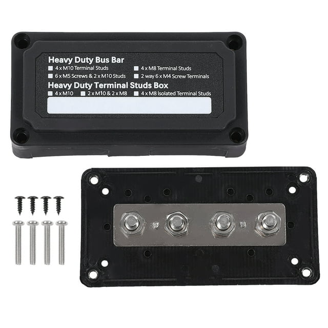 CROSSDESIGN Heavy Duty 4 Way Bus Bar/Power Distribution Box Screw ...