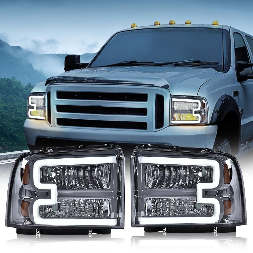 CROSSDESIGN LED DRL Headlights Assembly Headlamps Fit for Ford F250 ...