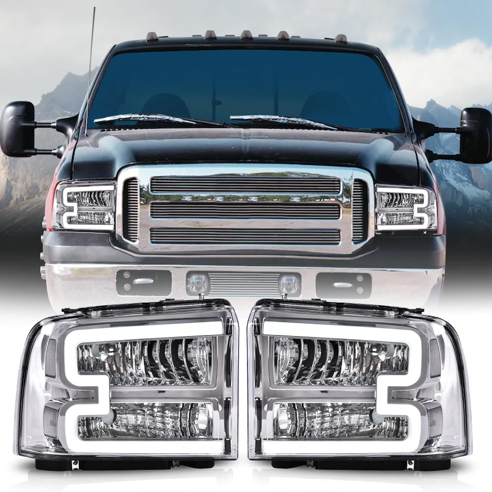 CROSSDESIGN LED DRL Headlights Assembly Fit for 2005-2007 Ford F250 ...