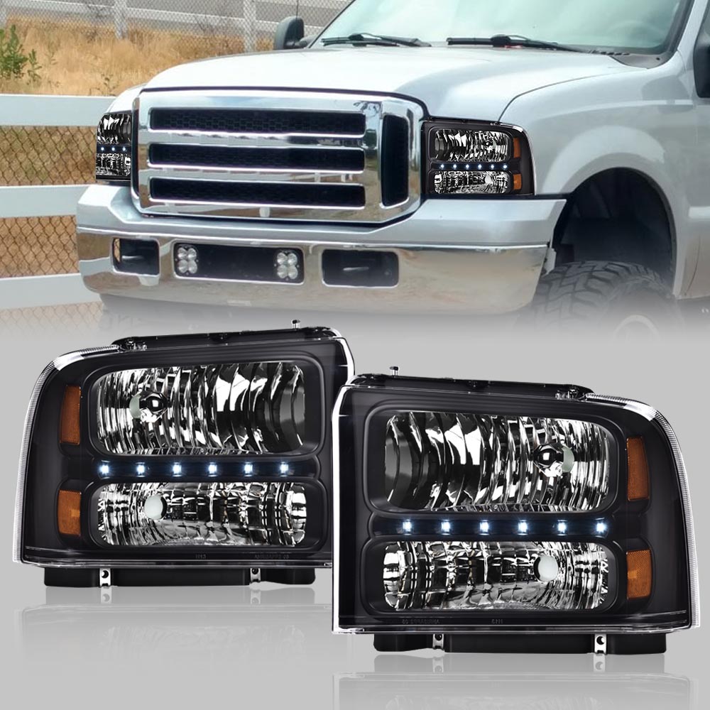 CROSSDESIGN LED DRL Headlights Headlamps Fit for Ford F250 F350 F450 ...