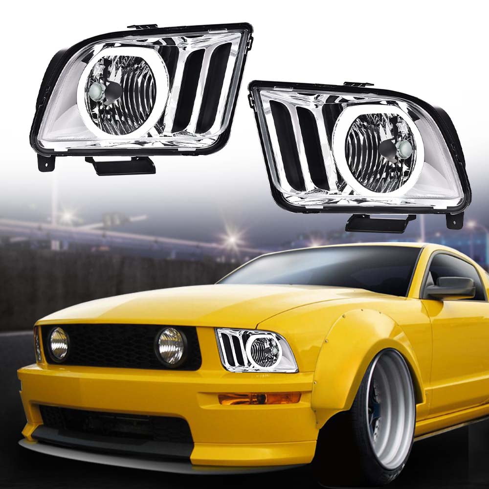 CROSSDESIGN LED DRL Headlights Headlamps Fit for Ford Mustang 2005-2009 - Walmart.com