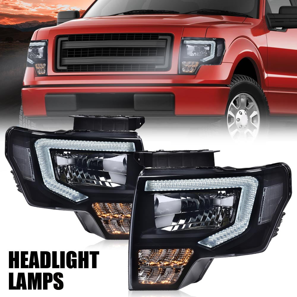 CROSSDESIGN LED DRL Headlights Headlamps Fit for Ford F150 2009-2014 ...