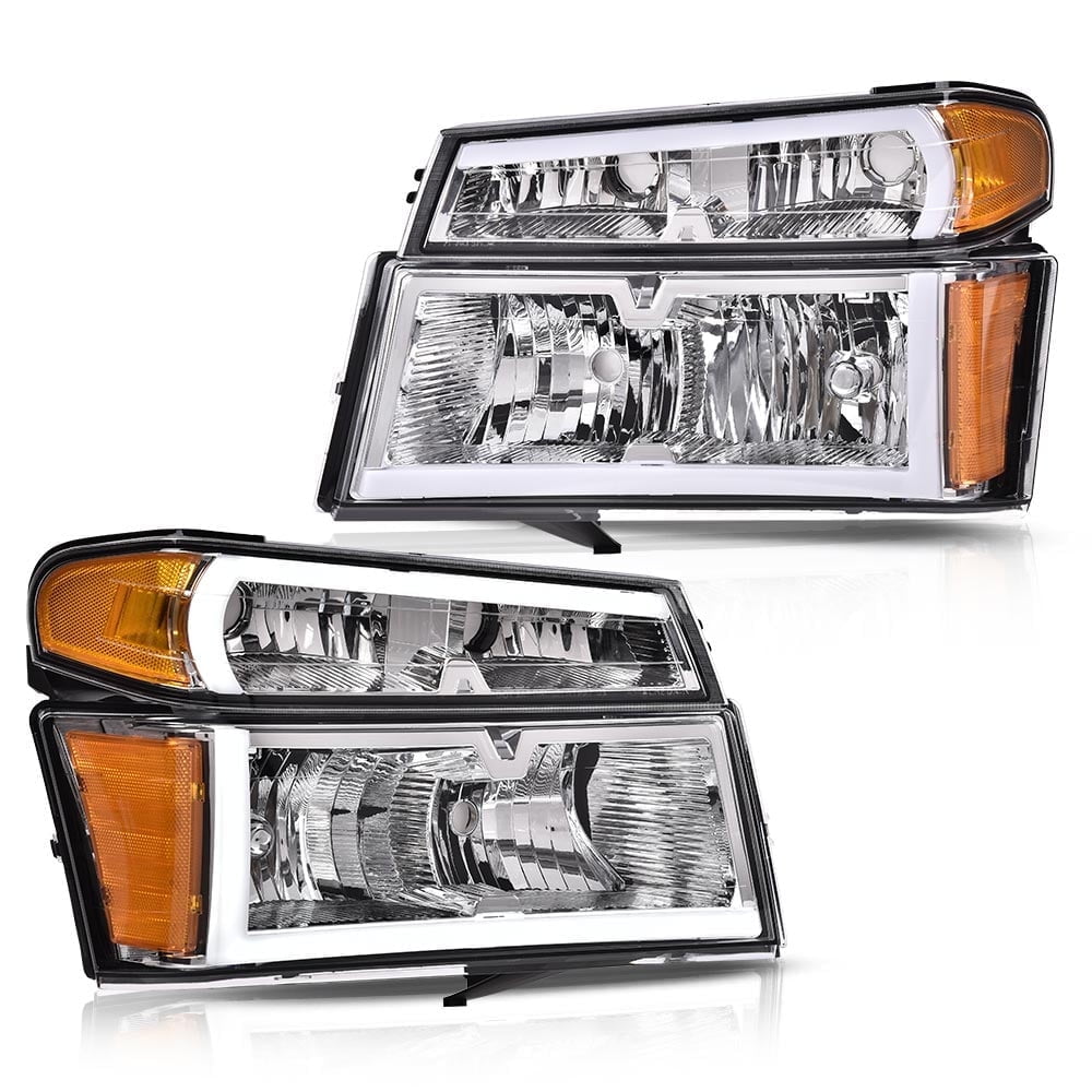CROSSDESIGN LED DRL Headlights Fit for GMC Canyon/Chevy Colorado 2004 ...