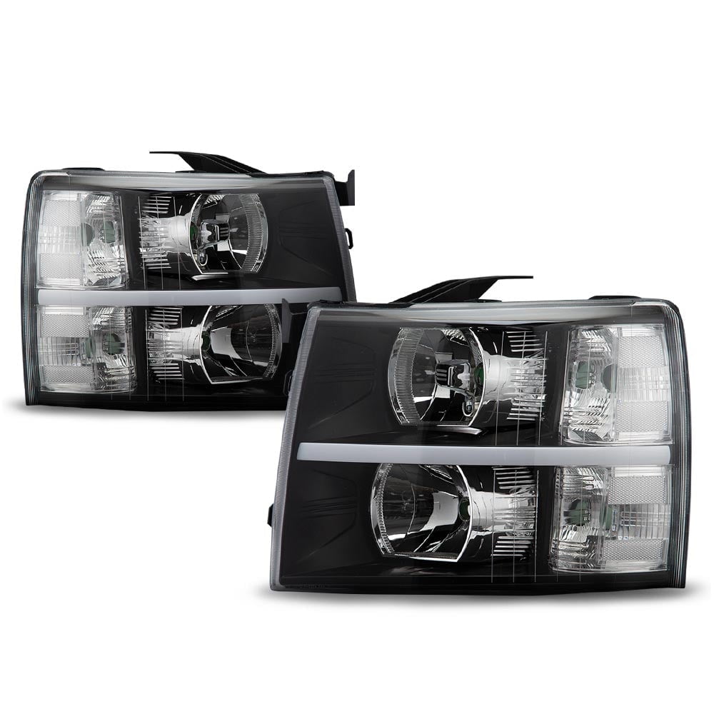 CROSSDESIGN LED DRL Headlights Fit for Chevy Silverado 1500 2007-2013 ...