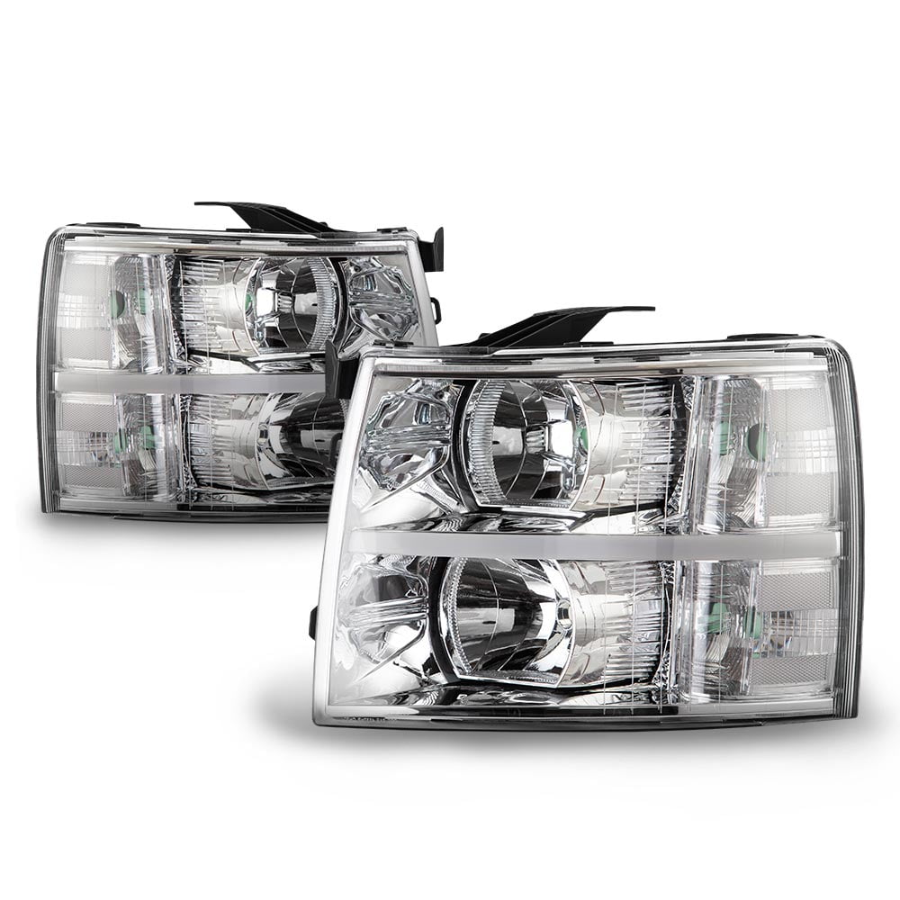 CROSSDESIGN LED DRL Headlights Fit for Chevy Silverado 1500 2007-2013 ...