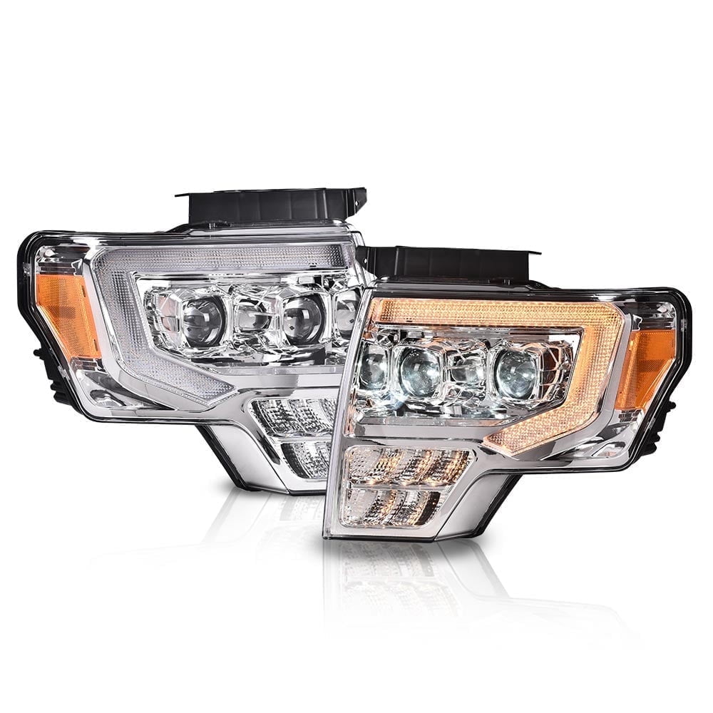 CROSSDESIGN Clear Dual LED Projector Headlights DRL Pair Fit for 2009-2014 Ford F150 - Walmart.com