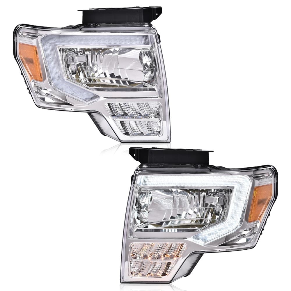 CROSSDESIGN LED DRL Headlights Fit for 2009-2014 Ford F150 Headlamps ...