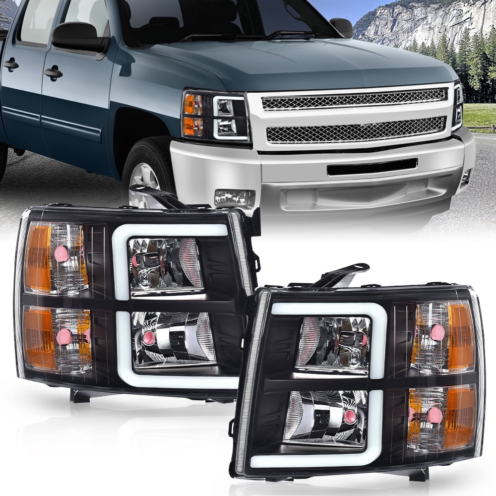 CROSSDESIGN LED DRL Tube Projector Headlights Headlamps Fit for Chevy ...