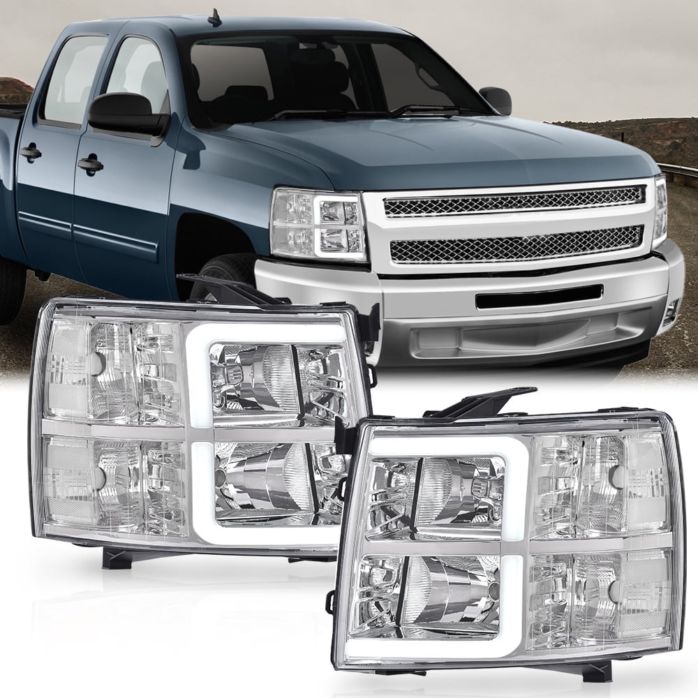 CROSSDESIGN LED DRL Tube Projector Headlights Headlamps Fit for Chevy ...